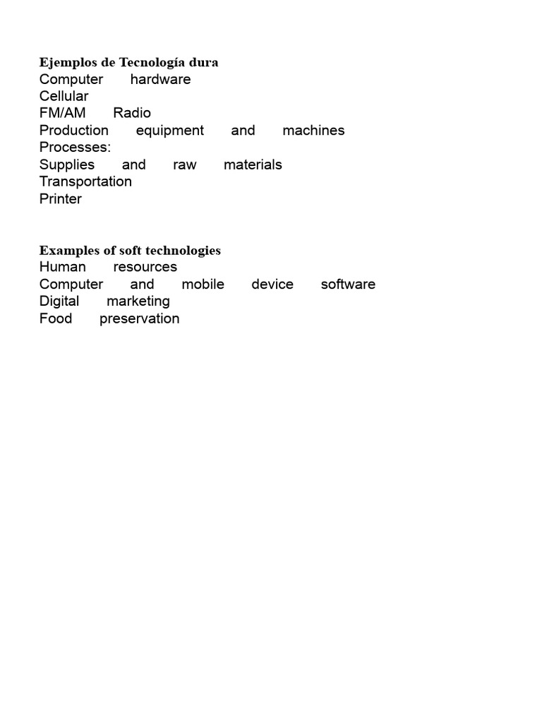 Examples of Hard Technology | PDF | Computing | Information And ...