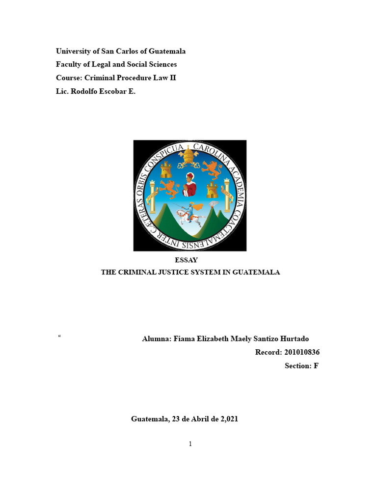 Essay On The Criminal Justice System in Guatemala | PDF | Prosecutor ...
