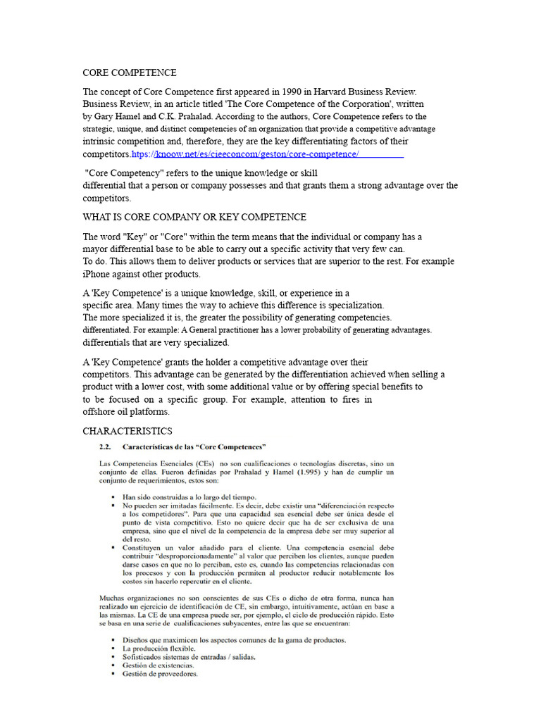 Core Competence | PDF | Competitive Advantage | Business