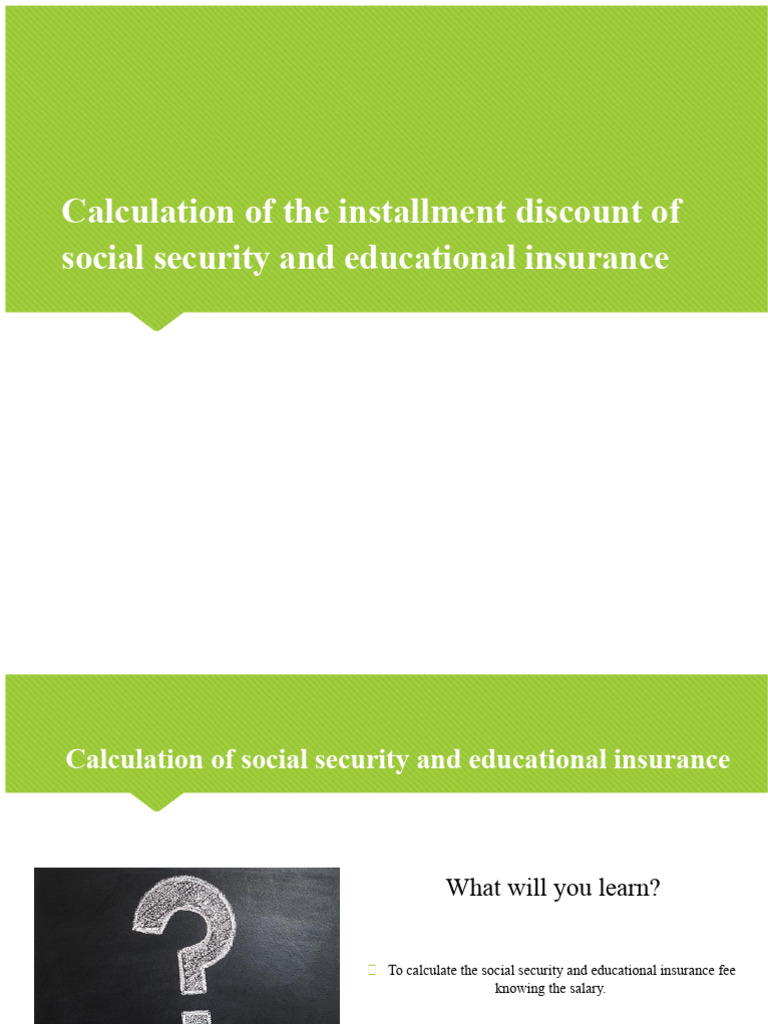 Calculation of Social Security and Educational Insurance | PDF ...