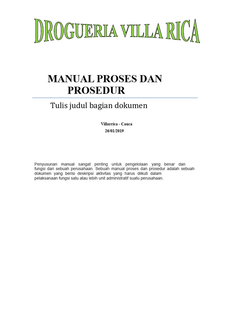 Manual Proses dan Prosedur Farmasi | PDF