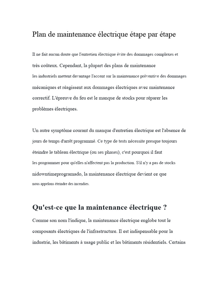 Guide de maintenance électrique efficace | PDF