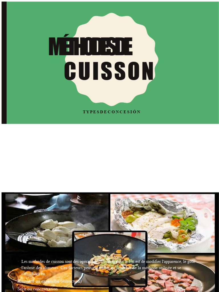 Méthodes de cuisson : types et techniques | PDF | Cuisine | Transfert ...
