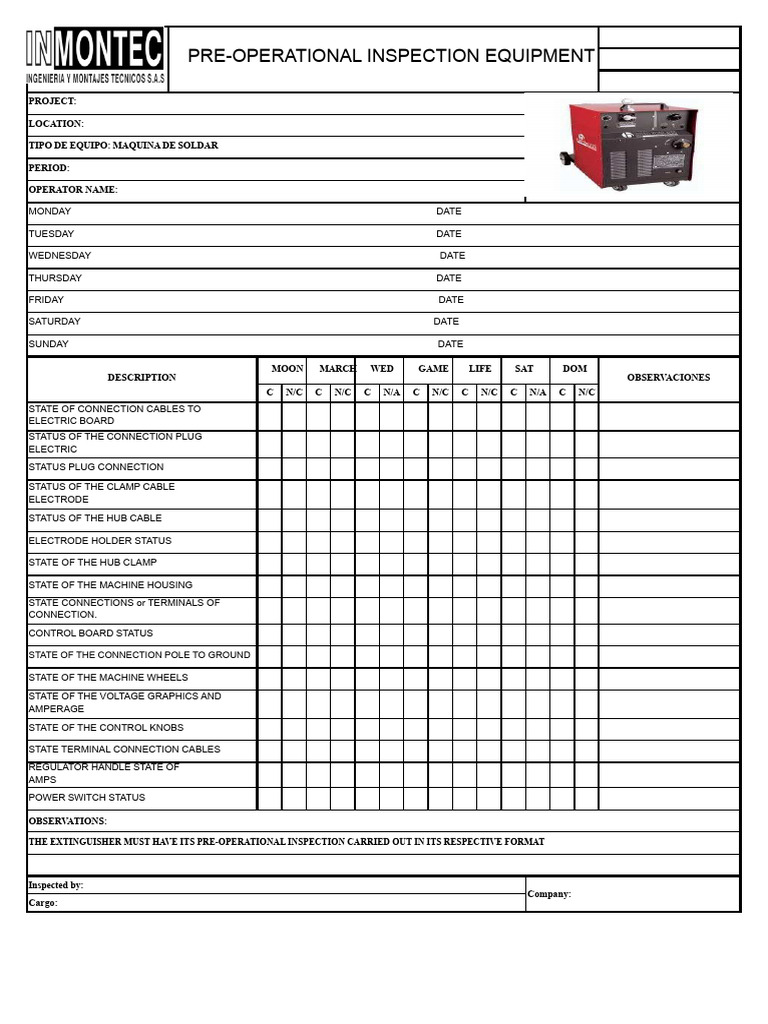 FM-77 Preoperational Inspection of Equipment | PDF