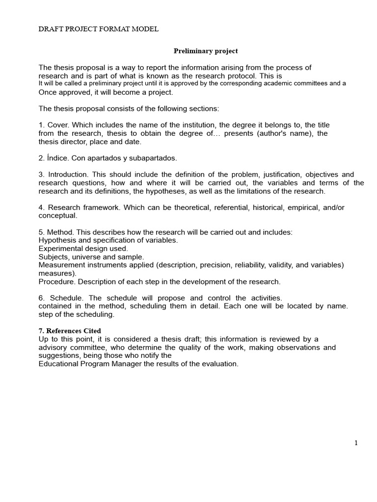 Thesis Project Proposal Model | PDF | Methodology | Hypothesis