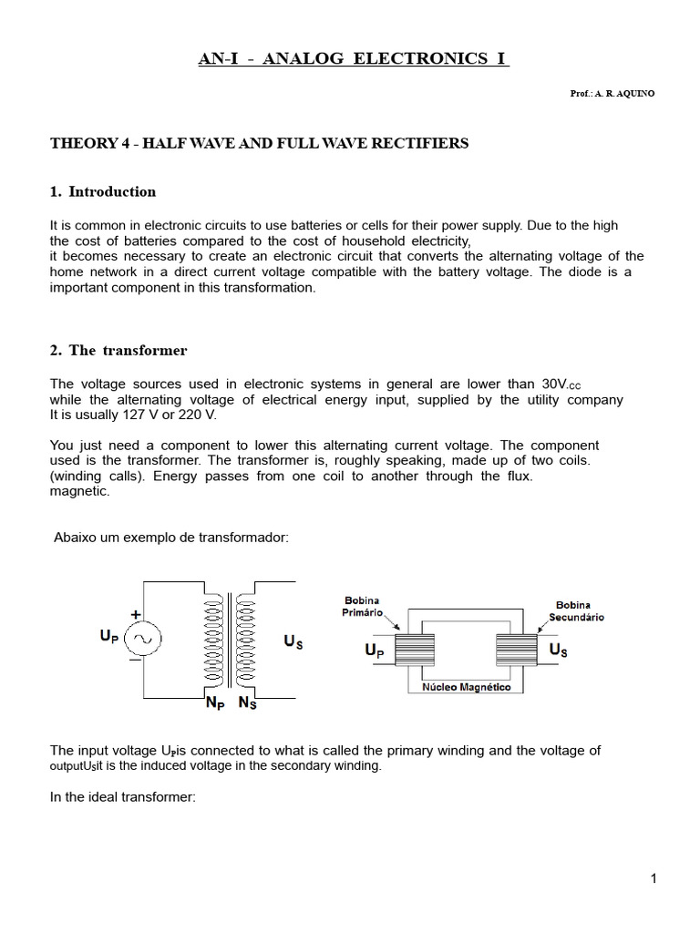 An-I - Theory 4 Half-Wave and Full-Wave Rectifiers | PDF | Rectifier ...