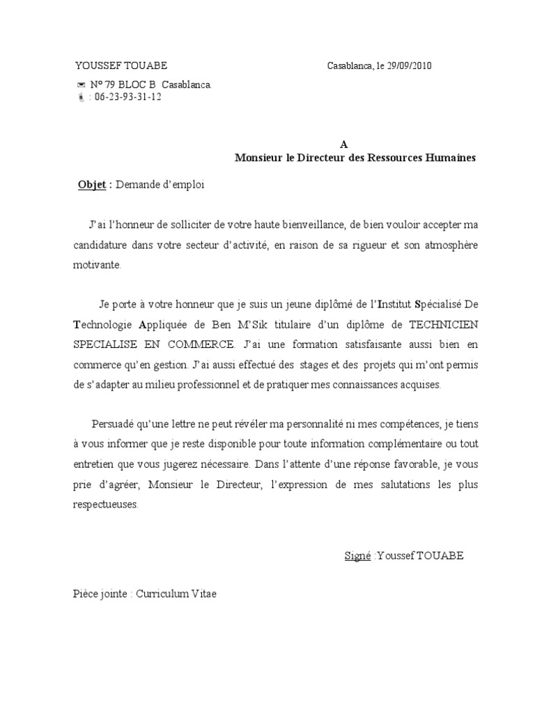 Demande D'emploi | PDF | Affaires