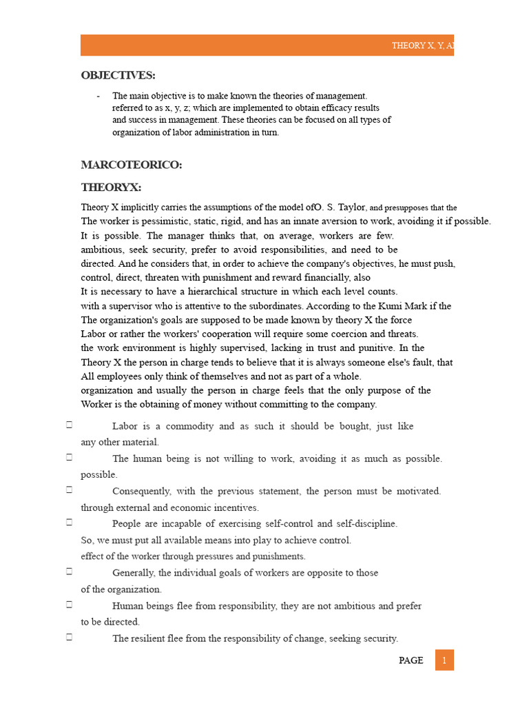 Management Theories X, Y, Z Explained | PDF | Motivation | Motivational