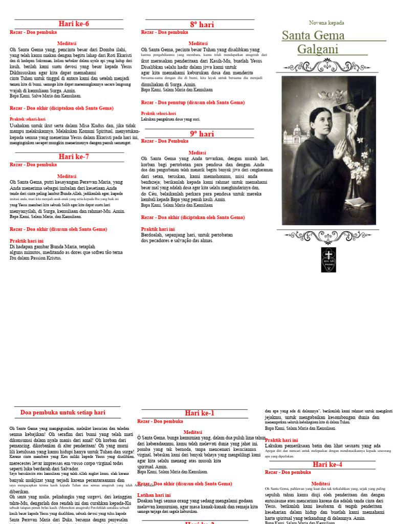Novena Santa Gema: Doa dan Meditasi | PDF