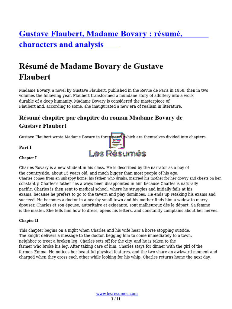Gustave Flaubert's "Madame Bovary" - Summary, Characters, and Analysis ...