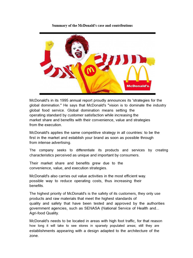 Summary of The McDonald's Case | PDF | Franchising | Mc Donald's