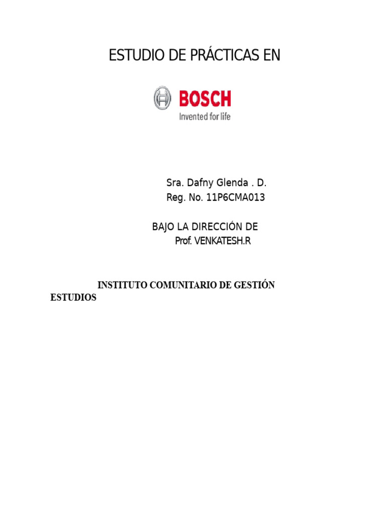 Practicante Estudio en La Empresa Bosch | PDF | Acero | Industria ...
