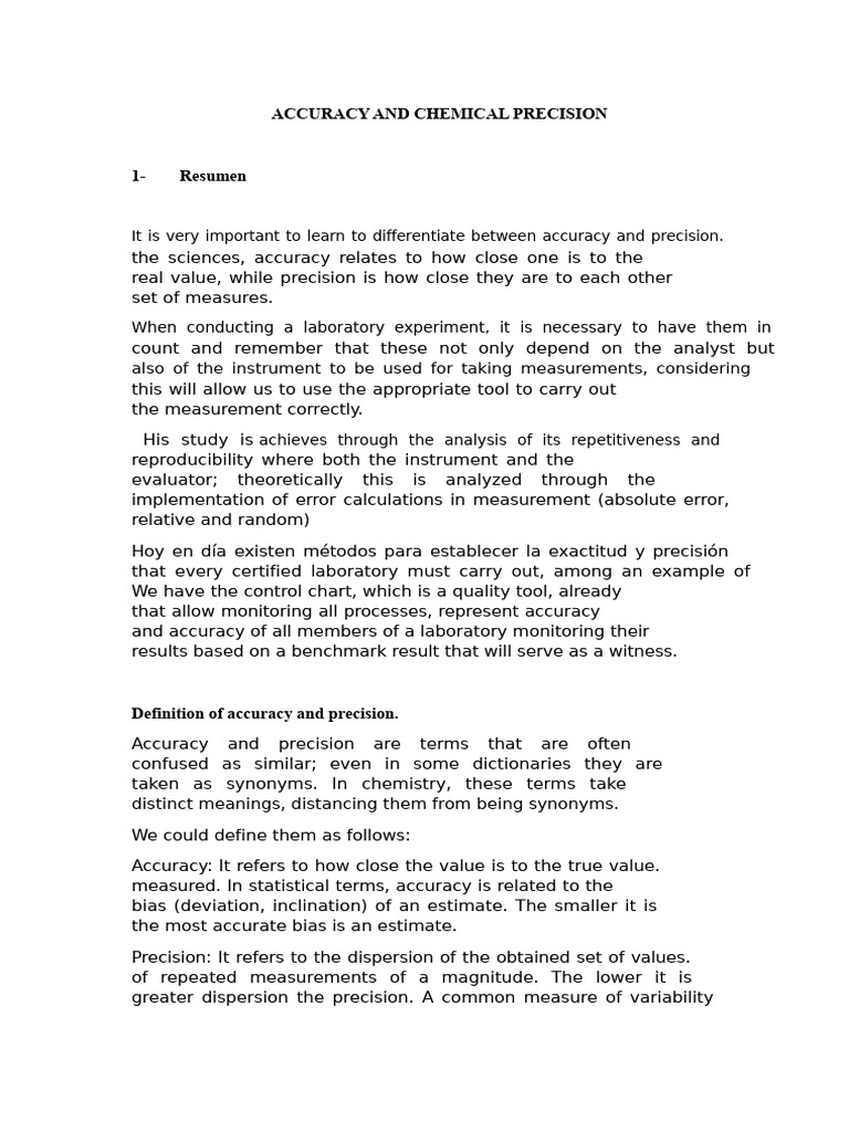Understanding Accuracy vs Precision in Chemistry | PDF | Accuracy And ...