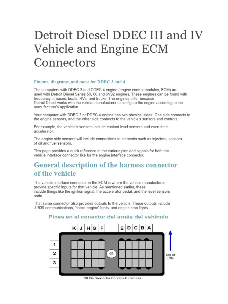 DDEC III & IV ECM Pinouts and Diagrams | PDF | Diesel Engine | Throttle