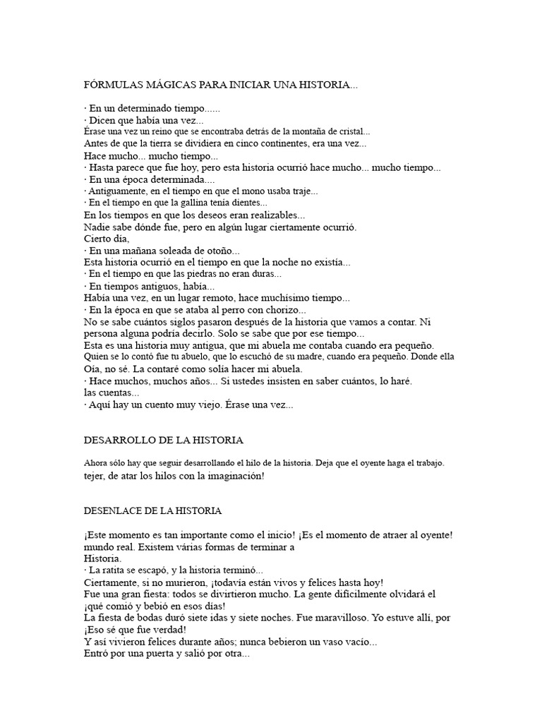 Fórmulas Mágicas para Iniciar Una Historia | PDF