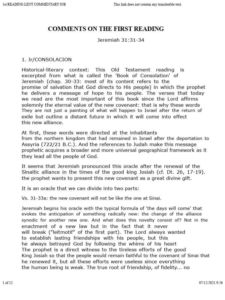 Very Good Jeremiah 31:31-34 | PDF | New Covenant | Covenant (Biblical)