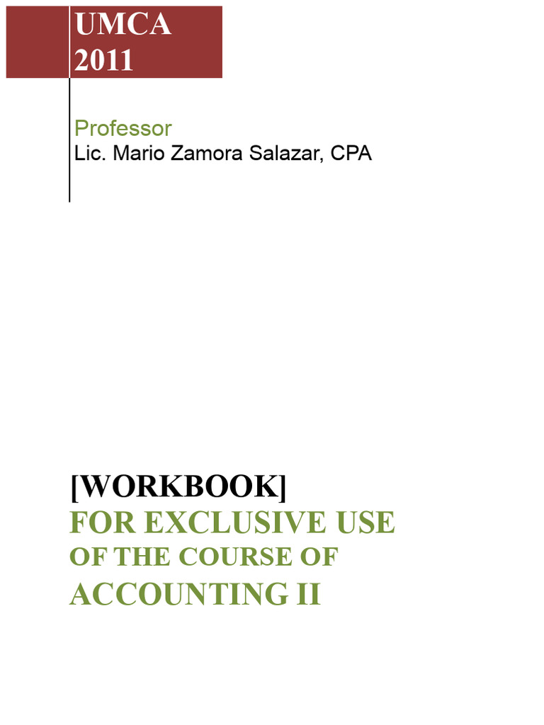 Accounting II Workbook | PDF | Debits And Credits | Retained Earnings