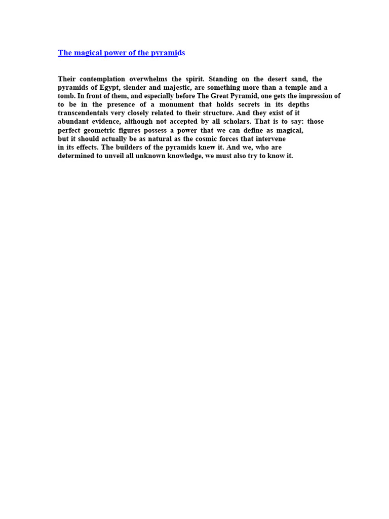 The Magical Power of The Pyramids | PDF | Egyptian Pyramids | Ancient Egypt