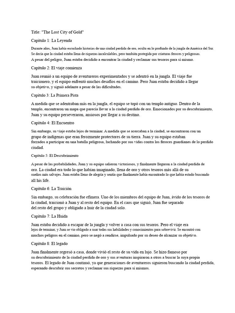La Ciudad Perdida de Oro | PDF