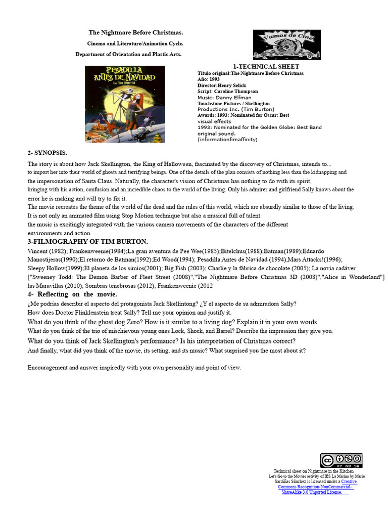Nightmare Before Christmas Film Analysis | PDF