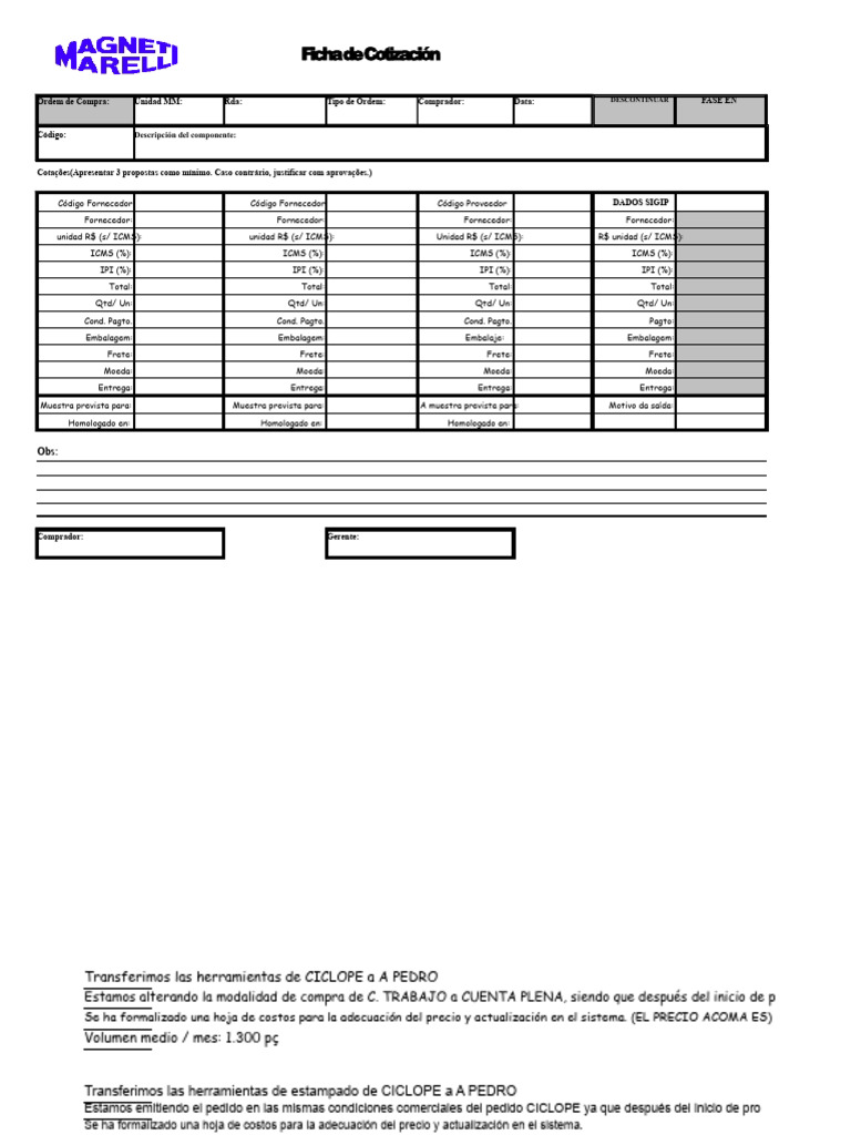 Ficha de Cotización y Propuestas Comerciales | PDF | Economias