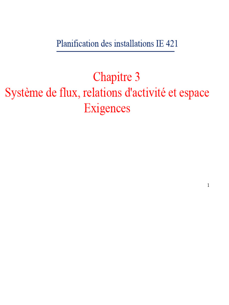 5 - Systèmes de Flux, Relations D'activité Et Exigences en Espace | PDF ...
