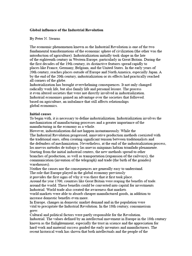 Global Influence of The Industrial Revolution | PDF | Industrial ...