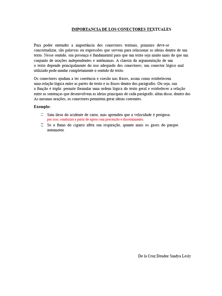 Importância dos Conectores Textuais | PDF