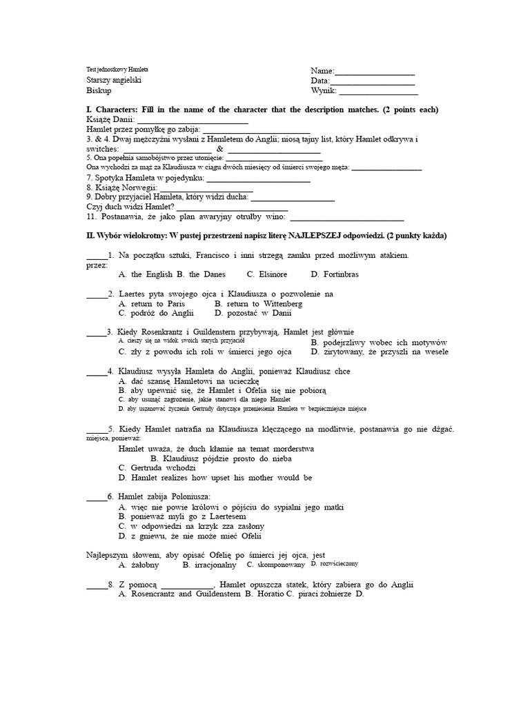Ostateczny Test Hamleta | PDF