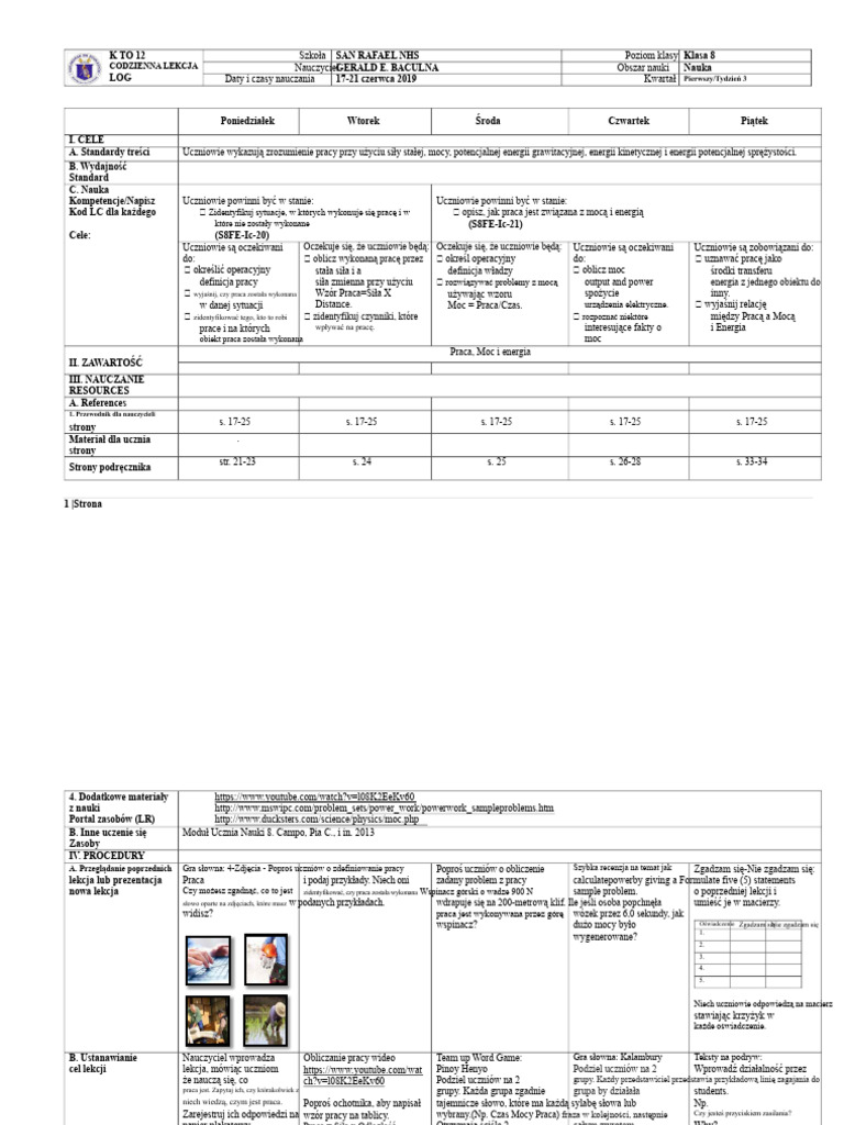 DLL Nauka Klasa 8 Kwartal 1 Tydzień 3 | PDF