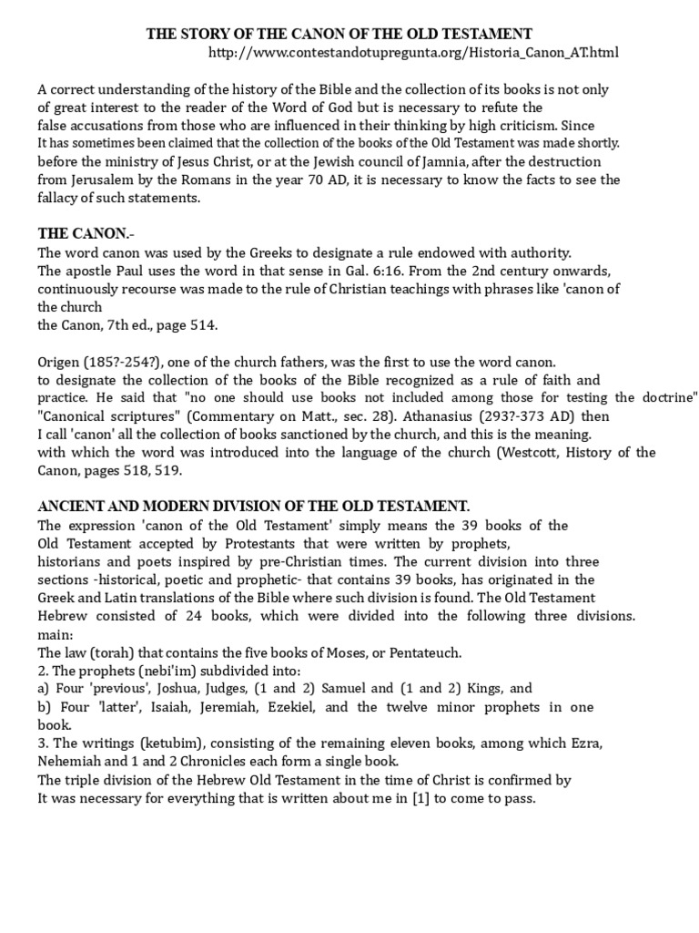 History of the Canon of the Old Testament | PDF | Apocrypha | Old Testament