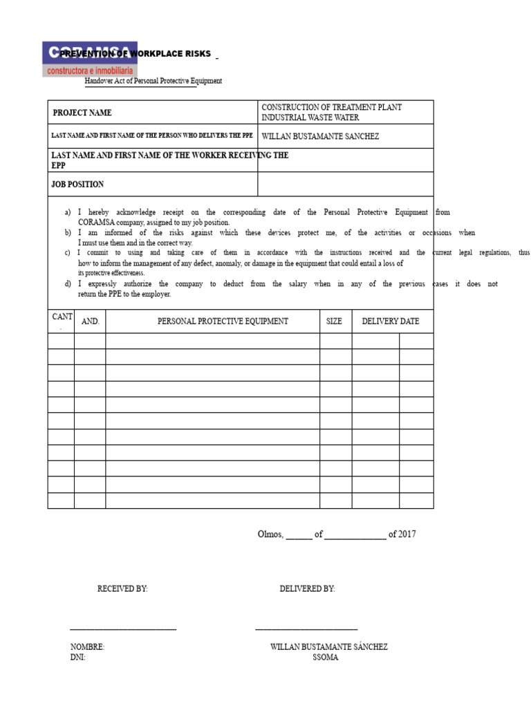 Delivery Format For Worker Ppe | PDF