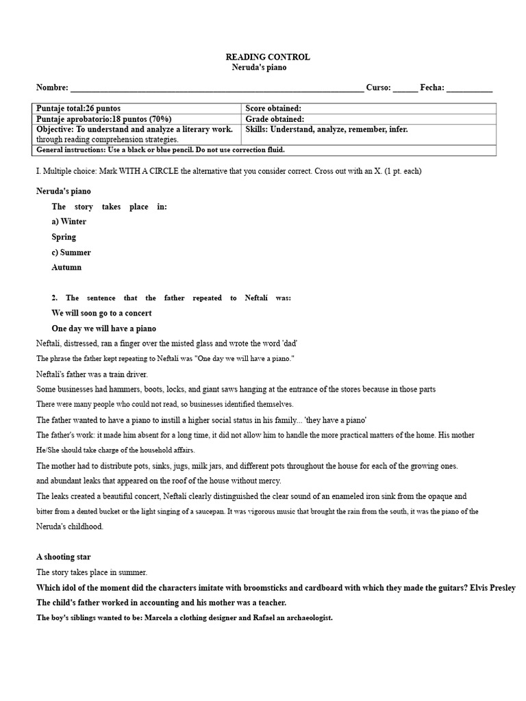 The Piano of Neruda in Process | PDF | Reading Comprehension