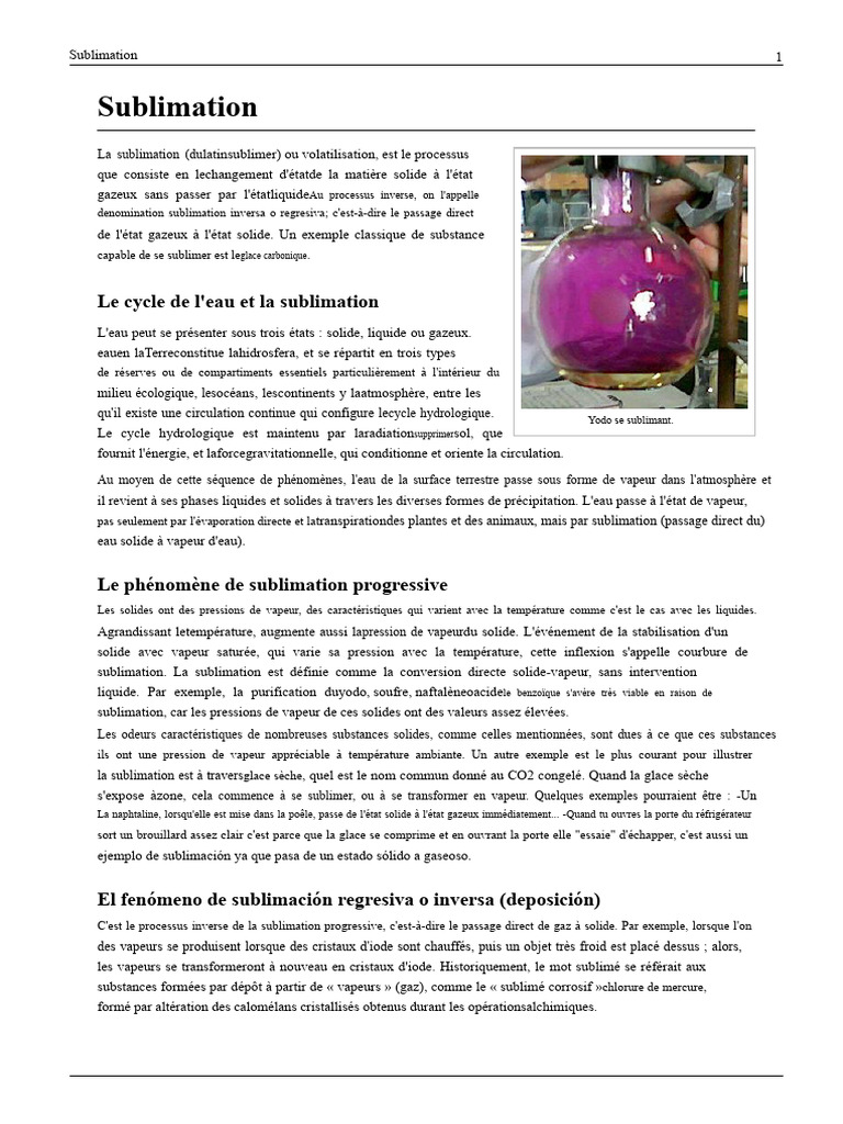 SUBLIMATION | PDF | Eau | Gaz