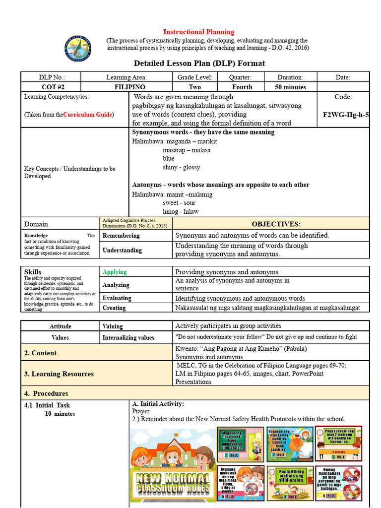 GRADE-2-DLP-Q4-FILIPINO 2-Defined the Words | PDF | Learning | Knowledge