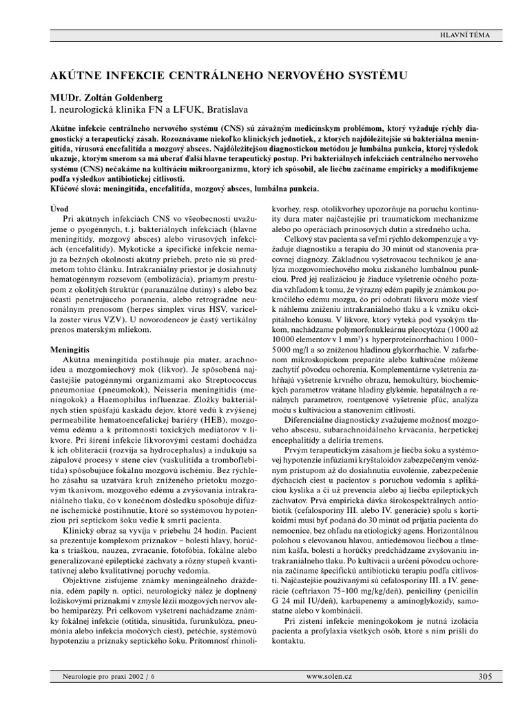 Akutne Infekcie CNS - Goldenberg | PDF