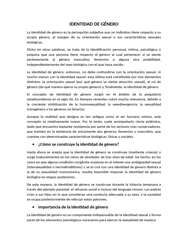 Comprendiendo la Identidad de Género | PDF | Identidad de género ...