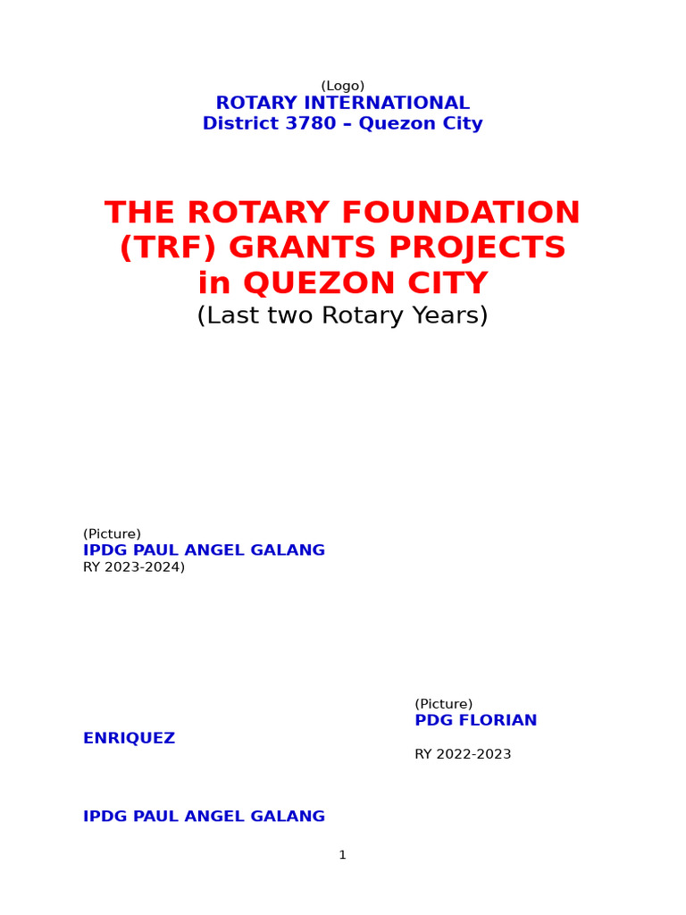 Report for QC LGU - TRF Grants Projects in QC (Govs Paul & Florian) | PDF | Heart ...