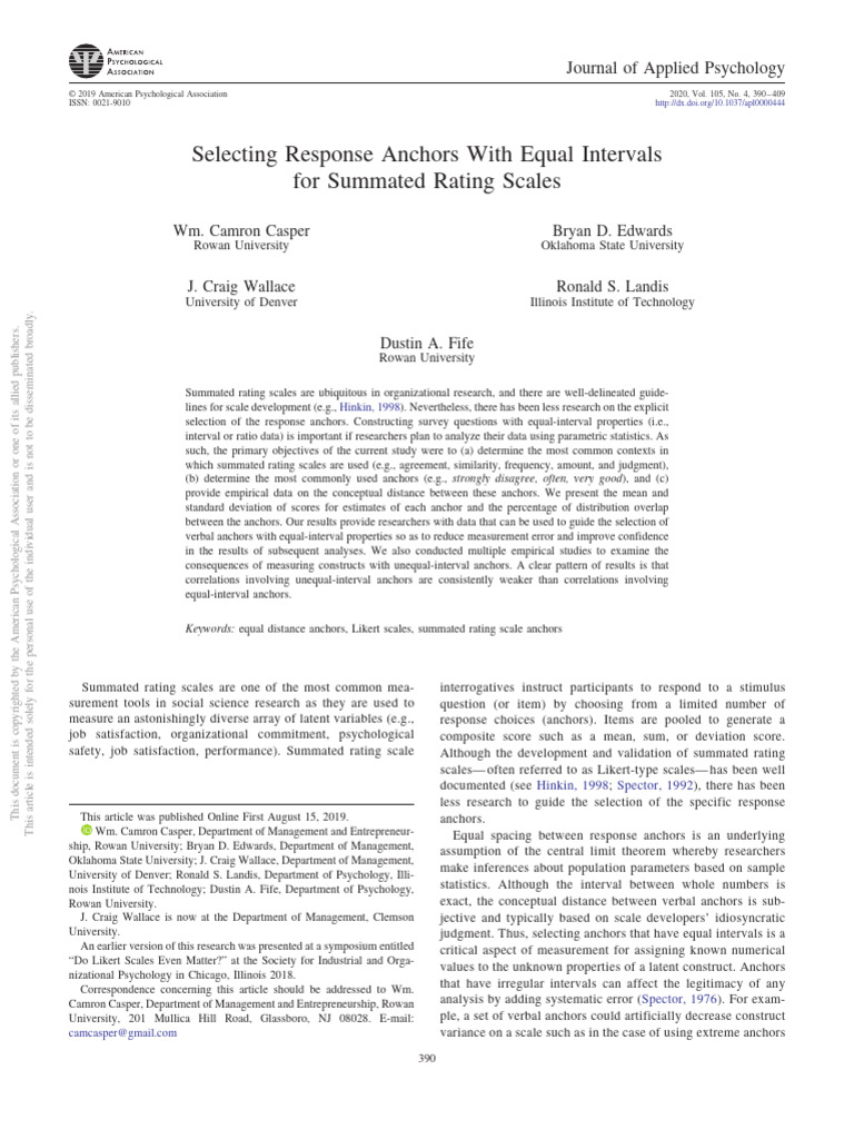 Equal-Interval Response Anchors for Scales | PDF | Accuracy And ...