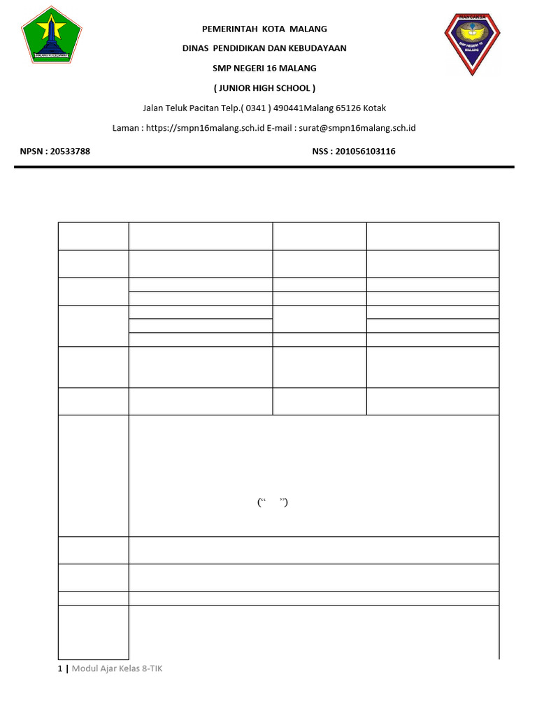 Modul Ajar TIK Kelas 8: Pengolah Kata | PDF