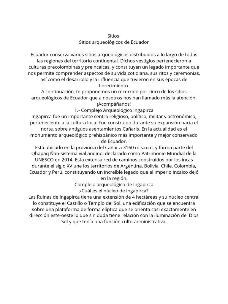 Sitios Sitios arqueológicos de Ecuador Tatiana Mosquera Arambari Blog ...