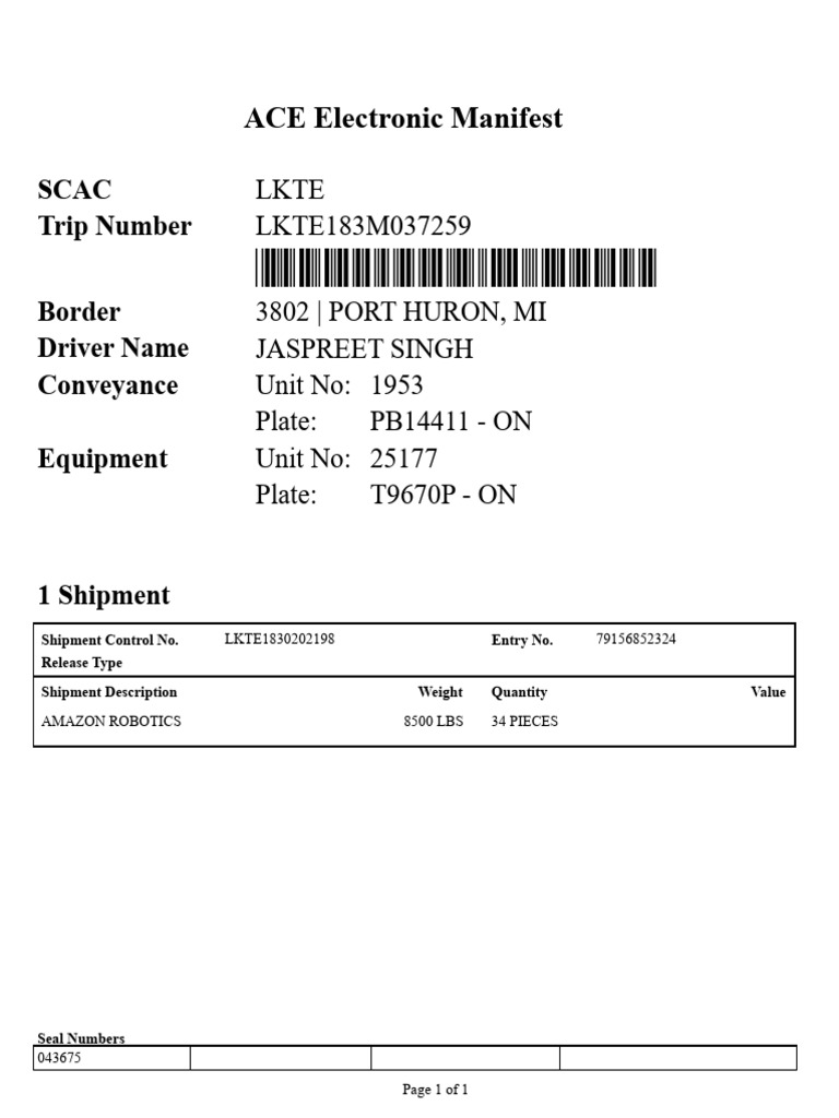 ACE Cover Sheet 1125 | PDF