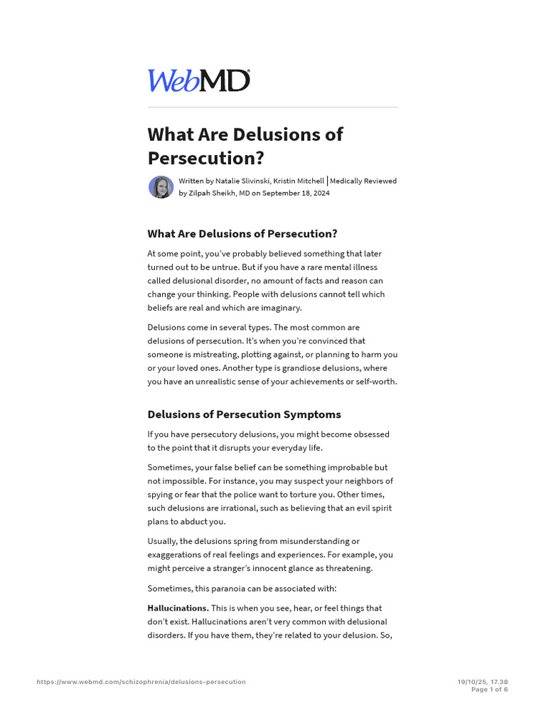 What Are Delusions of Persecution? | PDF | Delusion | Mental Disorder