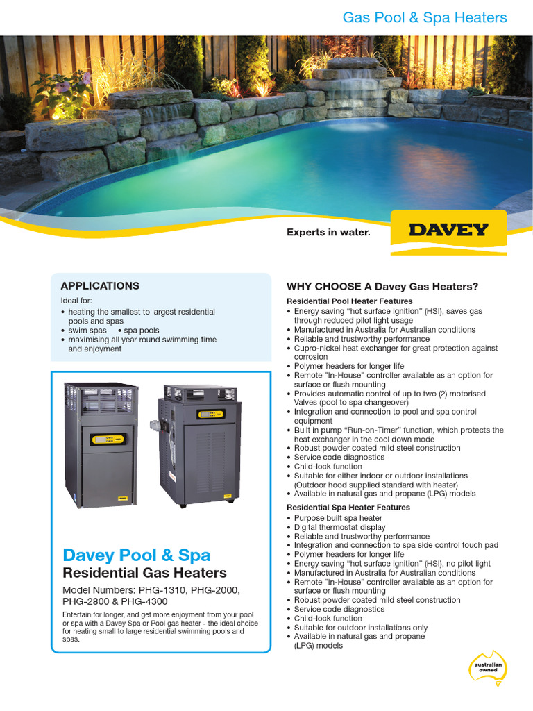 Davey Residential Pool & Spa Gas Heaters | PDF | Liquefied Petroleum ...