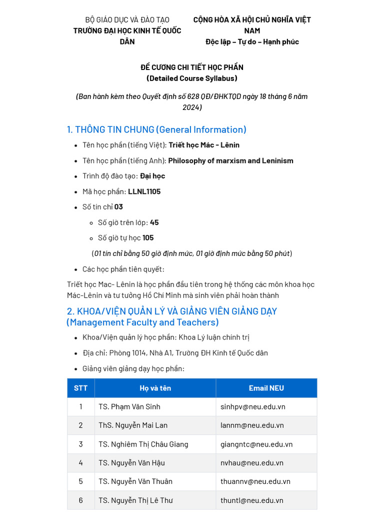 Triết Học Mác - Lênin LLNL1105 | PDF