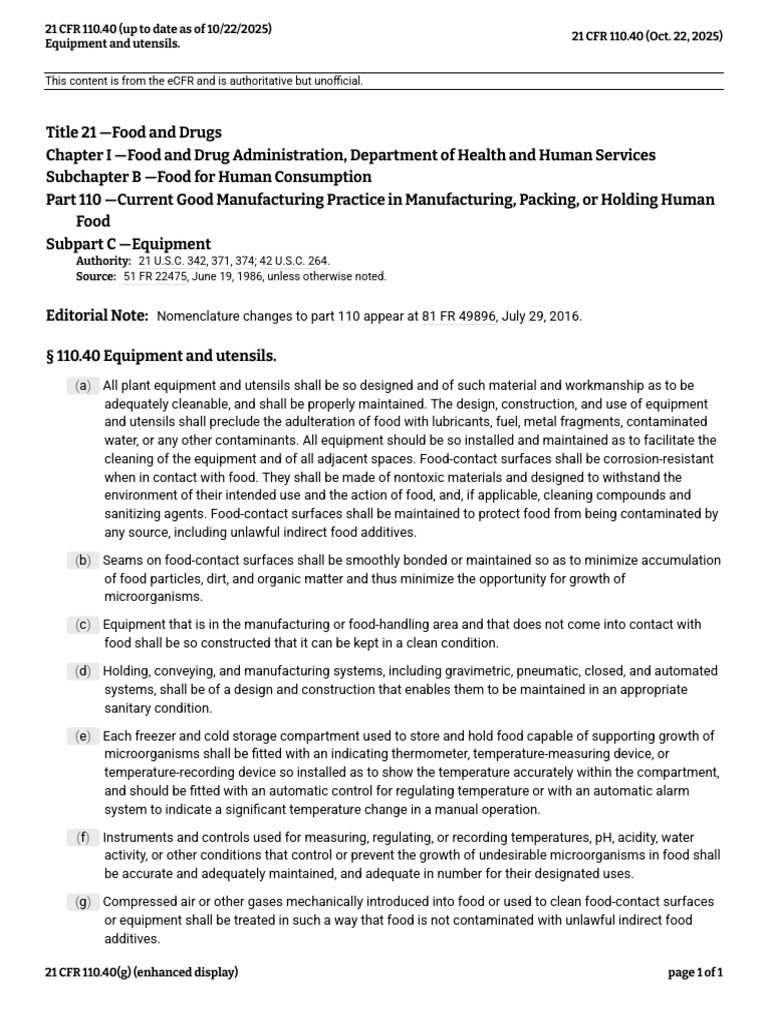 Food Equipment Safety Standards | PDF | Materials