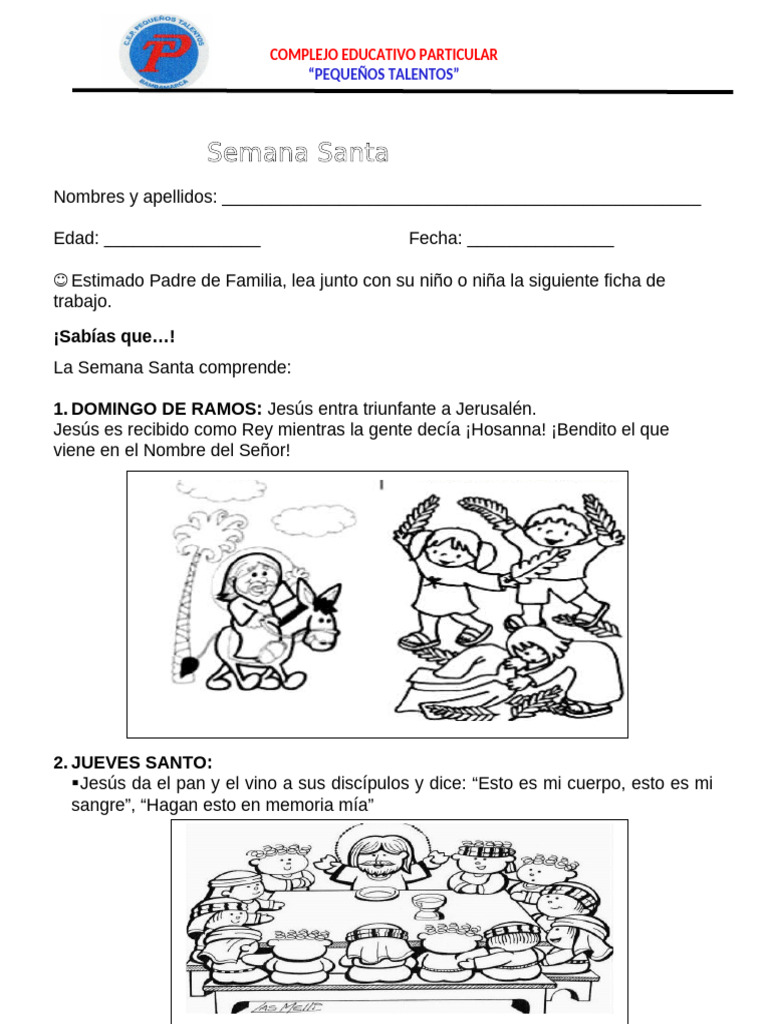 Semana Santa: Actividades para Niños | PDF