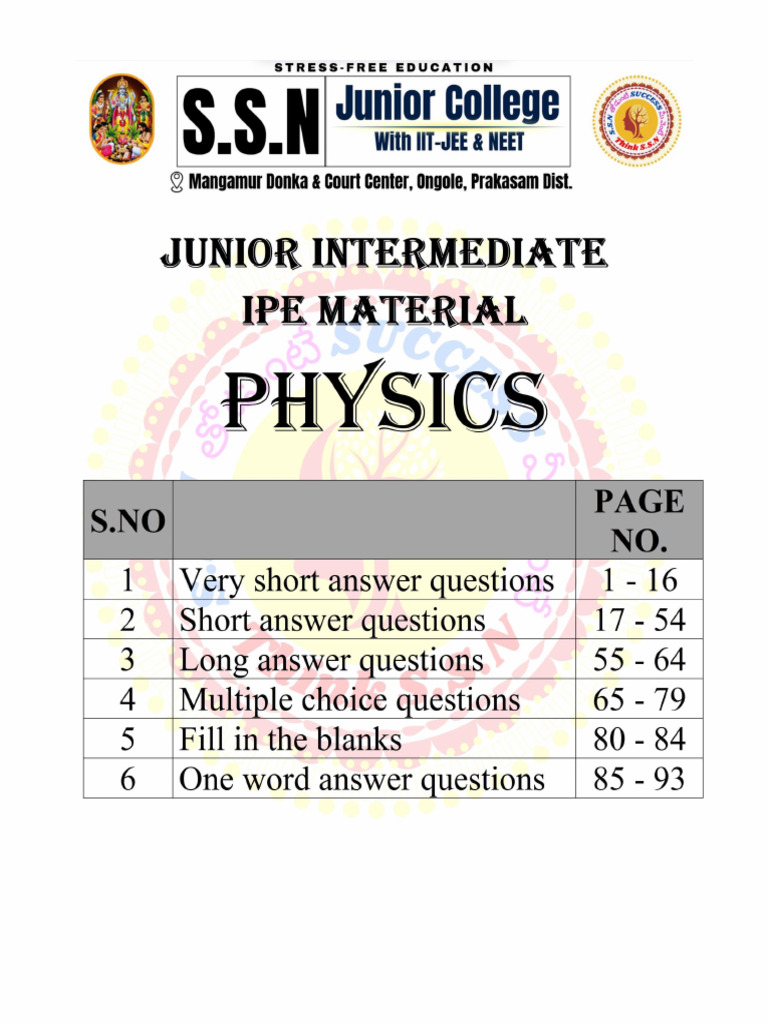 JR Physics 2026 | PDF