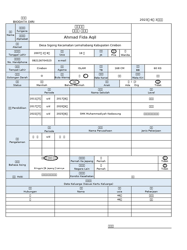 CV Ahmad Fida Aqil LPK Kirei | PDF