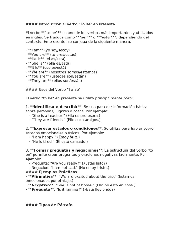Verbo Tobe | PDF | Verbo